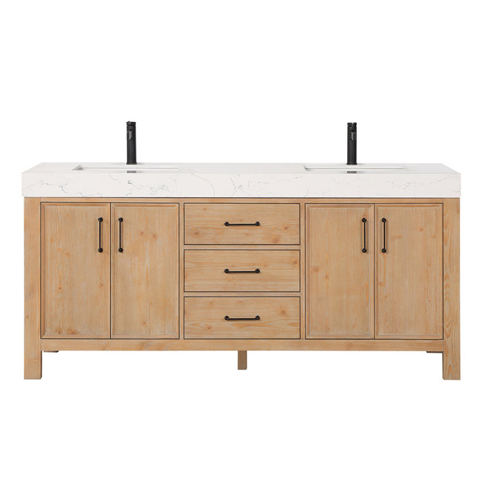 Lark Manor Aneysa 72'' Free Standing Double Bathroom Vanity with Engineered Stone Top | Wayfair